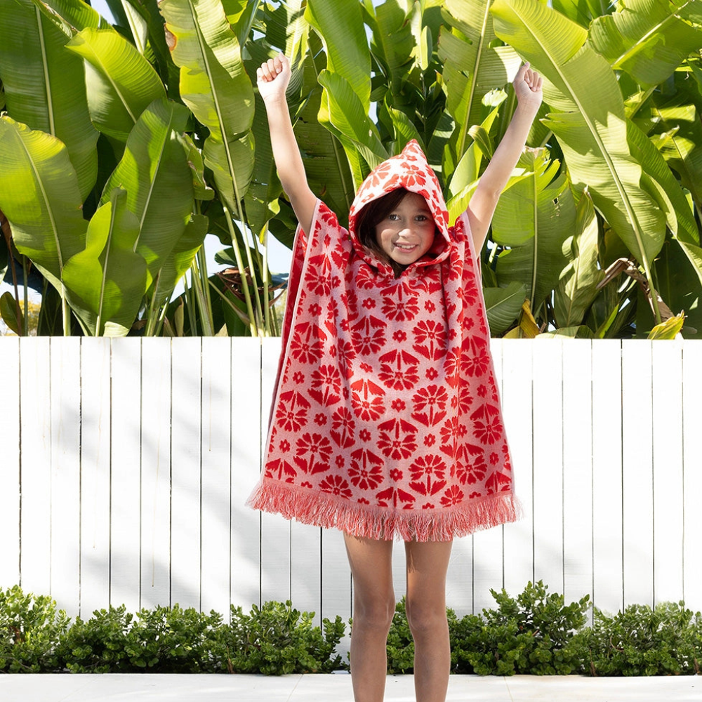 Flora Kids Poncho - Poppy | Honeysuckle Store Australia